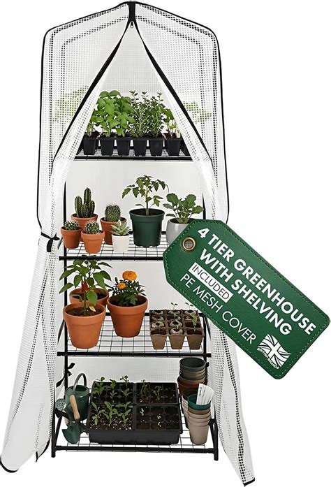 My Garden Greenhouse 4 Tier 58 X 39 X 160 Cm Staging With Shelving Pe