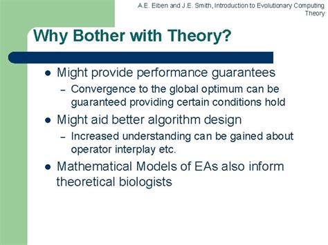 Theory Chapter 11 A E Eiben And J
