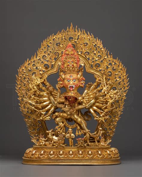 Yamantaka Statue Wrathful Form Of Manjushri Exquisitely Gilded