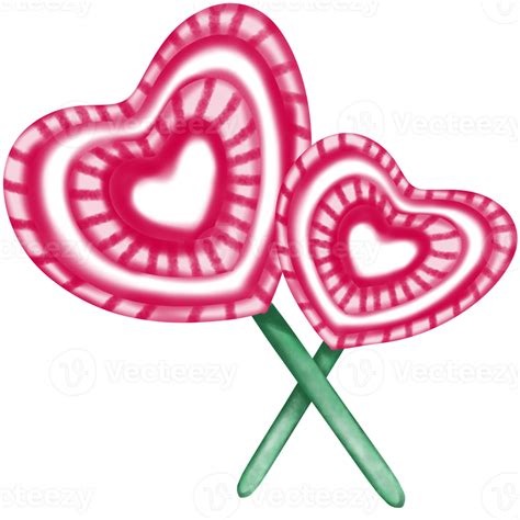 Red Heart Shaped Candy With Stick 33544706 Png