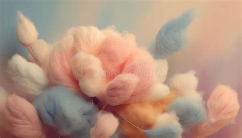 Colorful Soft Fluffy Cotton Plant Generative Ai Stock Illustration