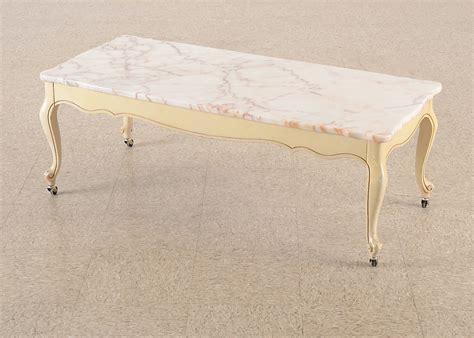 French Provincial Coffee Table With Marble Top