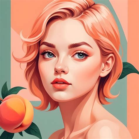 Girl Illustration Giving Peachy Color Vibe Premium Ai Generated Image
