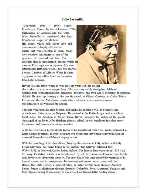 Biography Of Julio Jaramillo Pdf