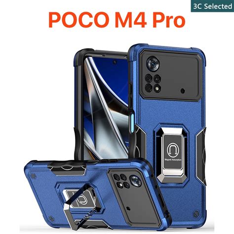 Case Poco M4 Pro 4g 5g Case Anti Drop Built In Kickstand Protect Screen