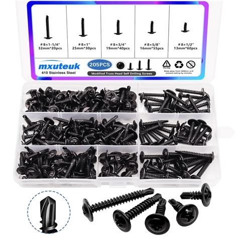 Mxuteuk 8 X 12 To 1 14 Black Self Tapping Screws For