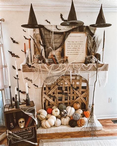 Antique Halloween Aesthetic Rustic Halloween Mantle Decor