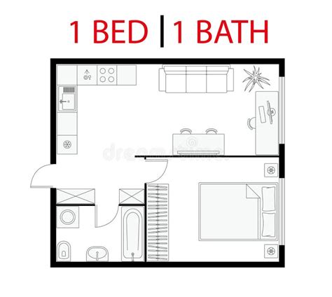 One Bed Flat Layout