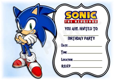 Sonic Birthday Invitations Template Free