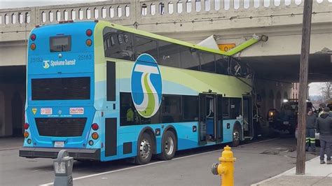 Spokane Double Decker Bus Collides With Bridge Four People