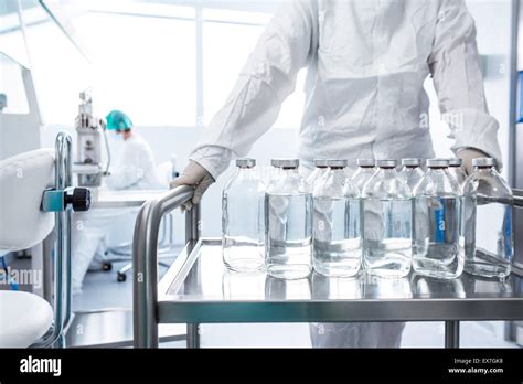 Flasks With Liquids In A Lab Stock Photo Alamy
