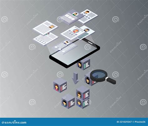 Big Data Analyze On Computers Vector Illustration Flat Cartoon