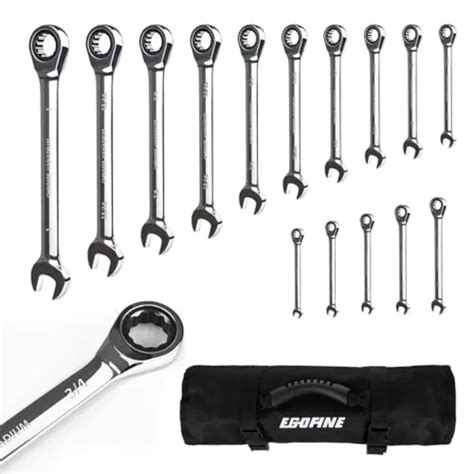 15 Piece Sae Ratcheting Wrench Set Sae 1 4 To 1 Chrome Vanadium Steel