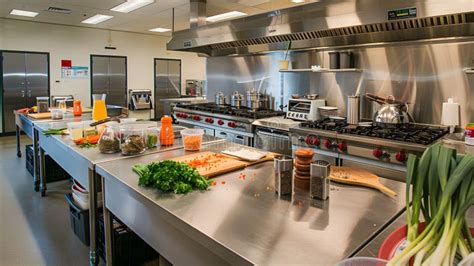 Modern Culinary Classroom With Cooking Stations Stock Illustration Illustration Of Mixing