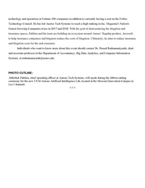 Cis Celebrates Ribbon Cutting For New Ucm Aureus Ai And Analytics Lab