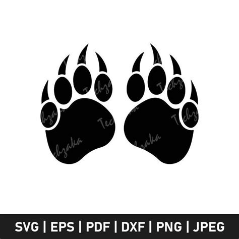 Pair Of Bear Paw Print Svg Files Bear Claw Svg Black Bear Paw