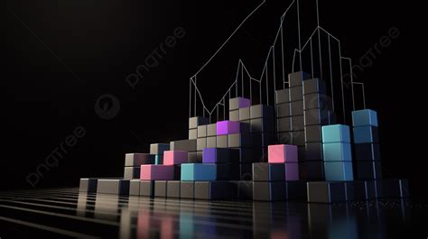 An Animated Cubes Graph Background 3d Render Business Graph With Flying Bar Chart Space For