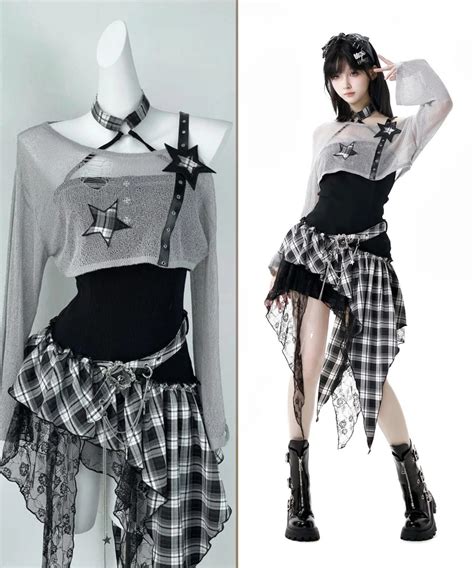 Emo Outfits Skirt Goth Star Outfit Emo Clothes Skirt Party Clothing