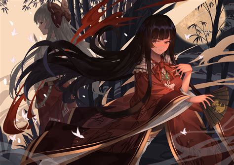 Kaguya Houraisan Fujiwara No Mokou Anime Touhou 2k Hd Wallpaper