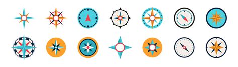 Compass Icons Set Compass Icon Collection Flat Style 26767981 Vector