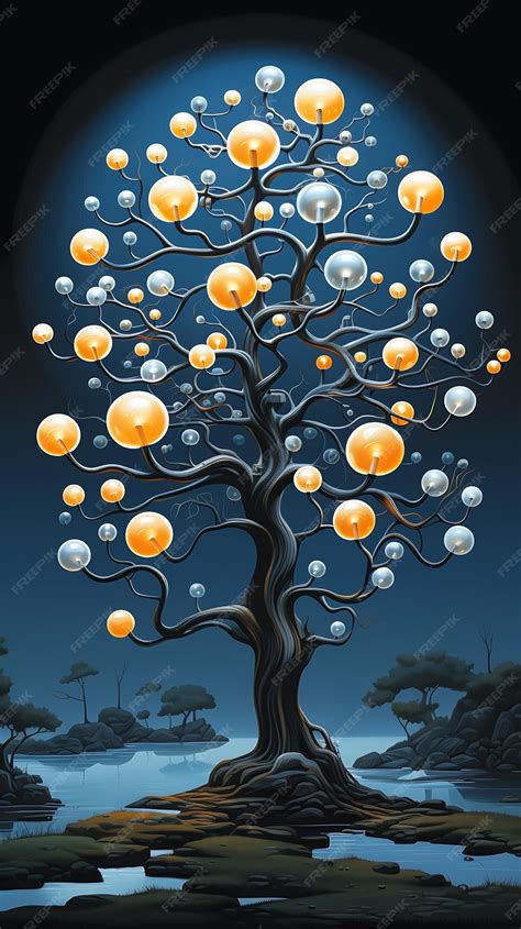 Premium Ai Image The Beauty Of Tree Bubbles Floating In The Night Sky