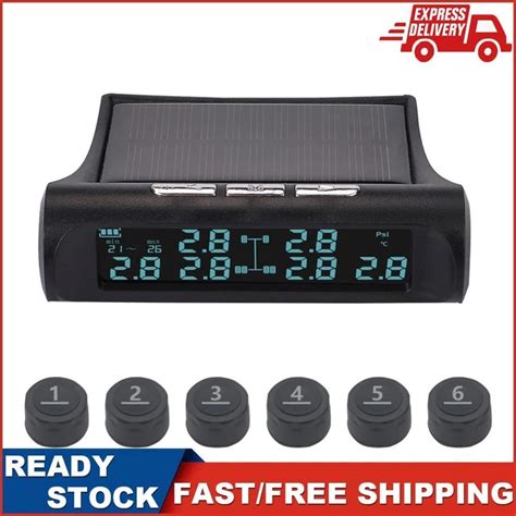 Wireless Inflation Pressure Detector 6 External Sensor Digital Tpms Lcd
