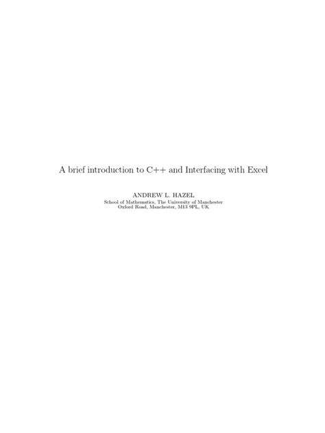 pdf a brief introduction to c and interfacing with excel 2