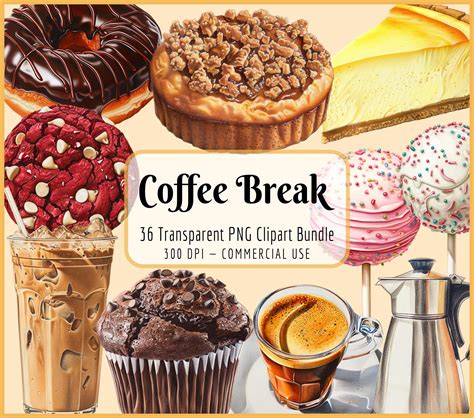 Coffee Break Clipart Bundle I Iced Coffee Drinks Cappuccino Espresso