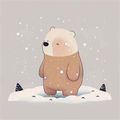 Premium Photo Illustration Cute Teddy Bear Standing Alone On Snowy Day Created With Generative