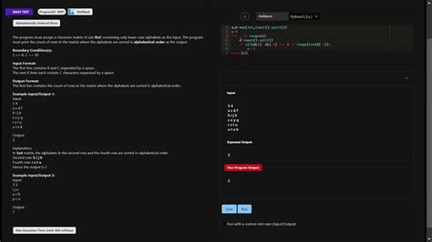 Skillrack Daily Test 19112023 Alphabetically Ordered Rows