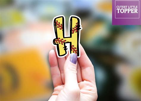 Initial Sticker Softball Name Sticker Softball Sticker Water Bottle Sticker School Name