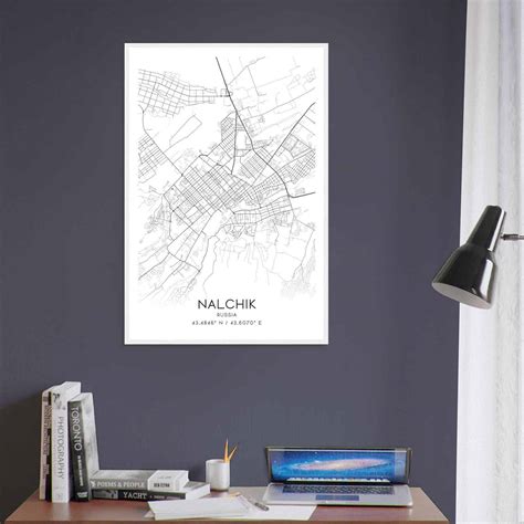 Nalchik Russia Map Poster Nalchik City Road Wall Art Print Custom