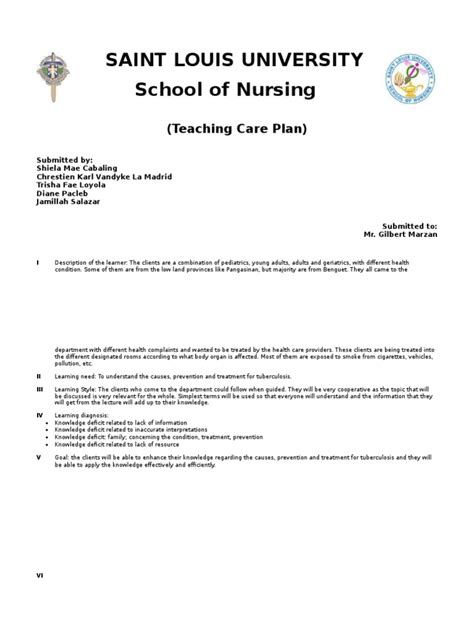 Tb Teaching Plan Pdf Tuberculosis Learning