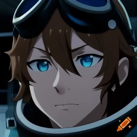 Anime Wolf Boy With Green Blueish Eyes Brown Hair And A Black Space