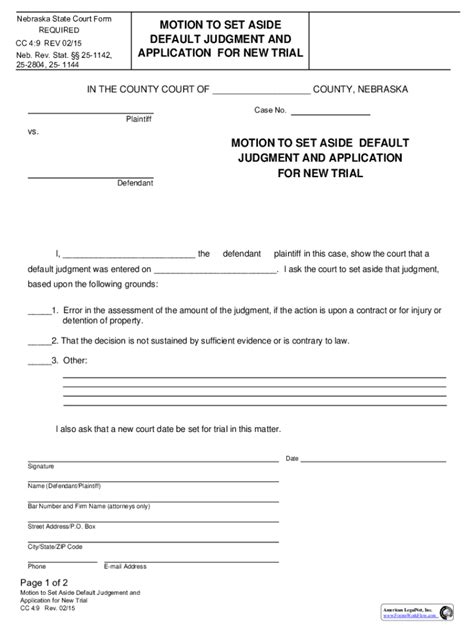 Fillable Online Motion To Set Aside Default Judgment And Application For Fax Email Print
