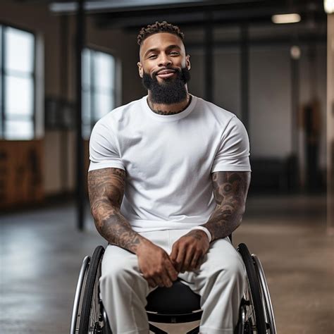 Premium Ai Image Male Disabled Model In White Tshirt