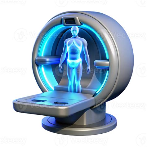 Dramatic Classic A Futuristic Medical Scanner With Glowing Blue Beams