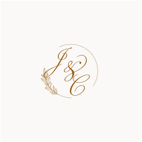 Iniciales Jc Boda Monograma Logo Con Hojas Y Elegante Circular Líneas