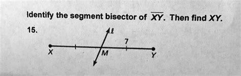 Solved Identify The Segment Bisector Of Xy Then Find Xy 15