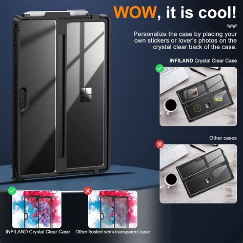 Infiland Surface Pro 7 Plus Case Crystal Clear Multi Angle Shockproof Case Compatible With