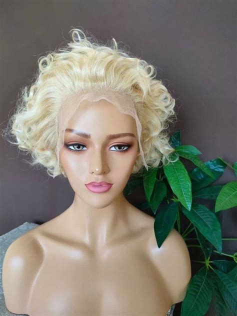 Blonde Curly Pixie Cut Lace Wig Short Human Hair Wig For Women Surprisehair