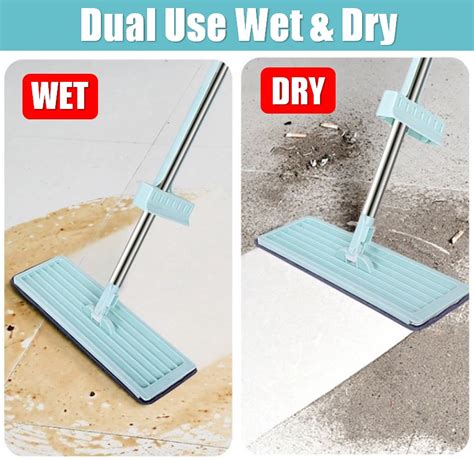 Wring Hands Free Squeeze Dry Lazy Scratch Mop Dry Wet Flat Floor Mop 50cm 35cm Mop Panel With 2
