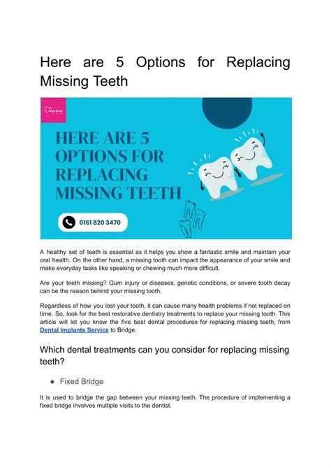 Ppt Here Are 5 Options For Replacing Missing Teeth Powerpoint