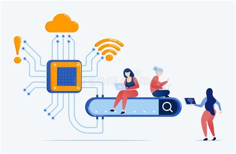 Vector Illustration Of People Use Search Engines That Are Equipped With