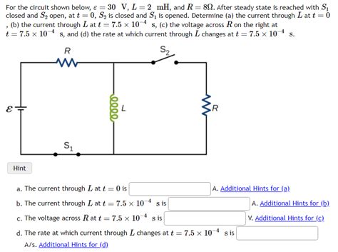 Solved For the circuit shown below ε V L mH and R Ω Chegg