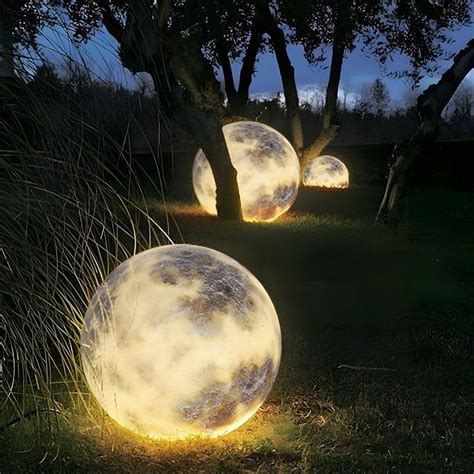 Waterproof Glass Luminous Moon Lunar Art Decor Modern Ground Lawn Lamp