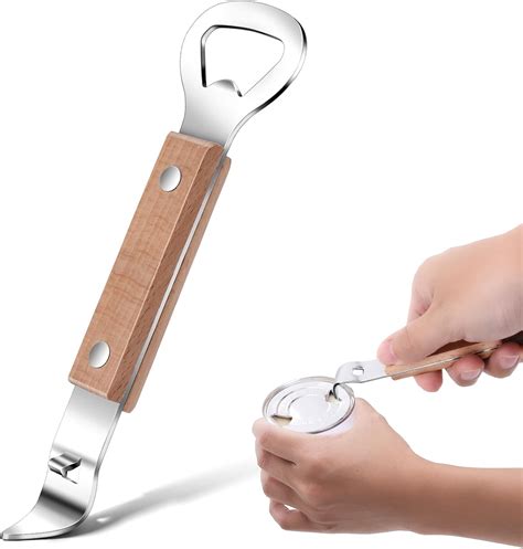 Abeillo Manual Can Opener And Can Punch Opener Stainless Steel Opener For Beers Cans Beverages