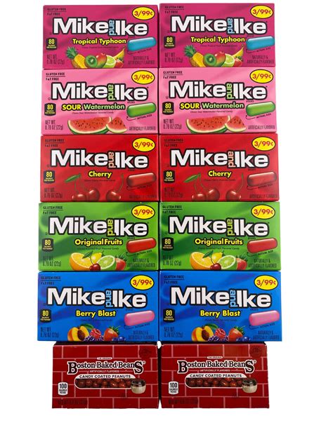 Mike And Ike Candy Bundle 2 Sour Watermelon 2 Cherry 2 Original Fruits