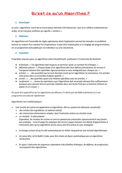 qu`est ce qu`un algorithme un langage de programmation