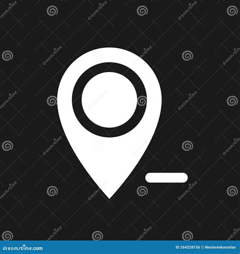 Remove Pin From Map Dark Mode Glyph Ui Icon Stock Vector Illustration Of Theme Pictogram